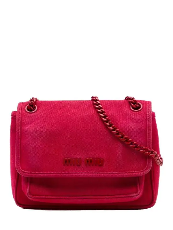 Miu Miu Canapa Chain Flap Crossbody Bag - Pink