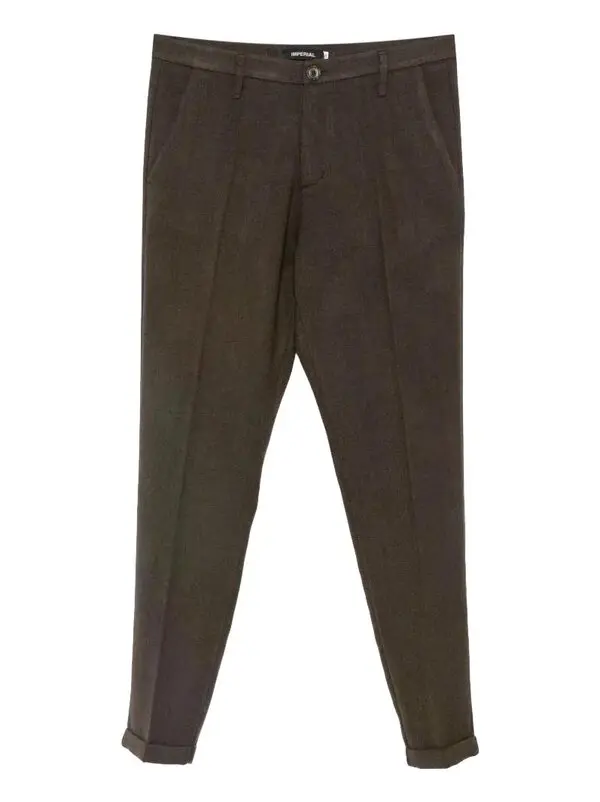 Imperial Herringbone-pattern Tailored Trousers - Brown