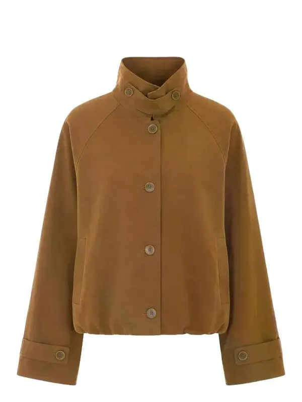 ELE Eleh Button-up High-neck Twill Jacket - Brown