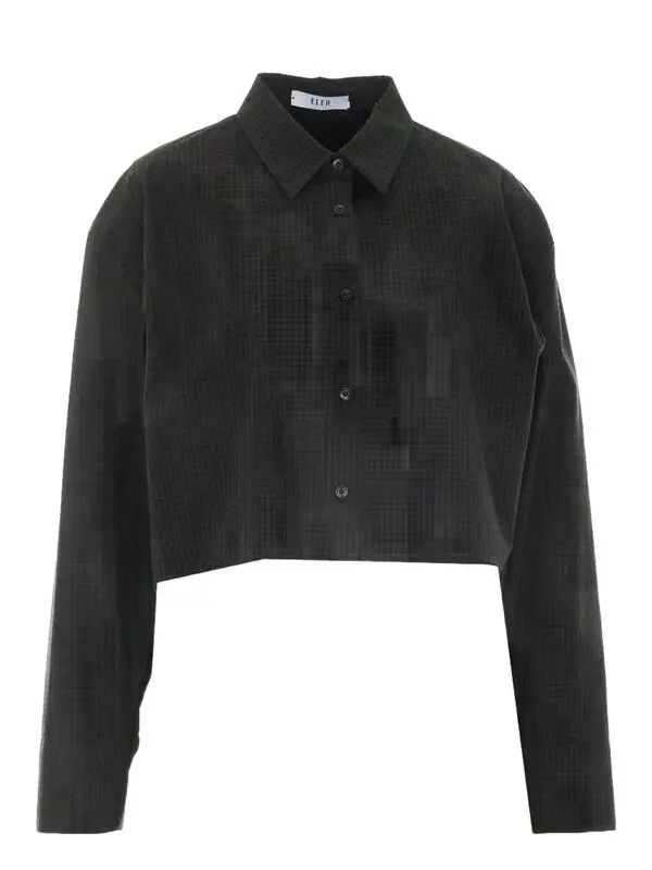 ELE Eleh Cropped Gingham-check Cotton Shirt - Green
