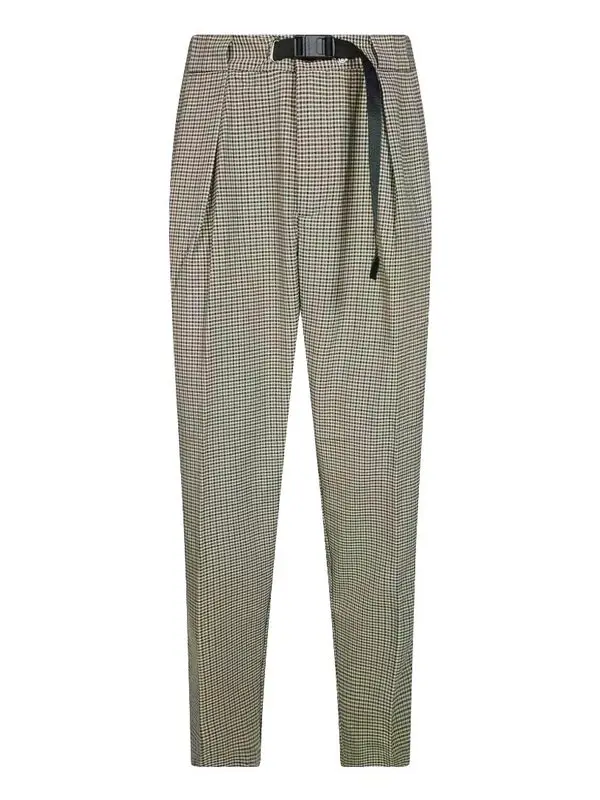 WHITE SAND Check-pattern Pleated Trousers - Neutrals