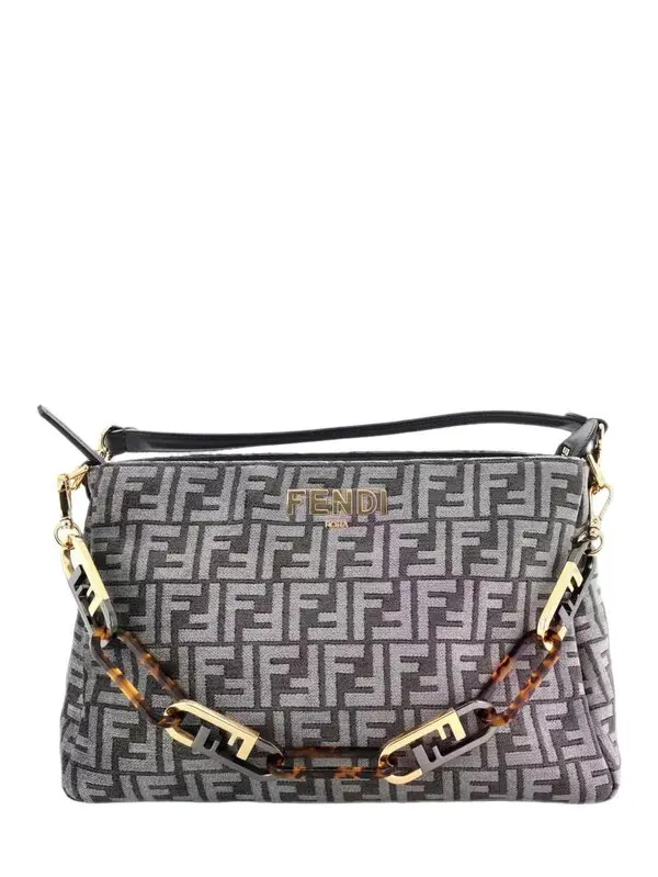Fendi O'lock Zip Shoulder Bag Zucca Chenille Hobo Bag - Grey