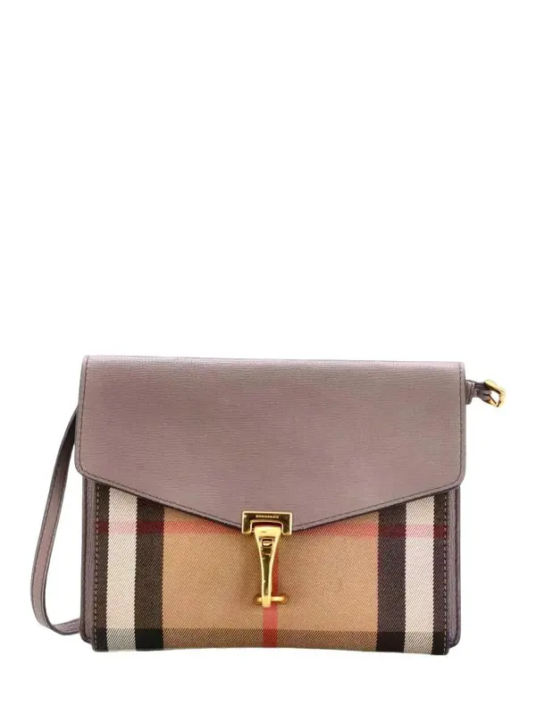 Burberry Macken Leather And House Check Canvas Cross Body Bag - Brown