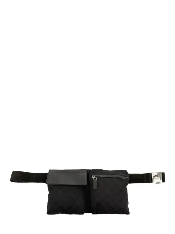 Gucci Gg Canvas Double Pocket Belt Bag - Black