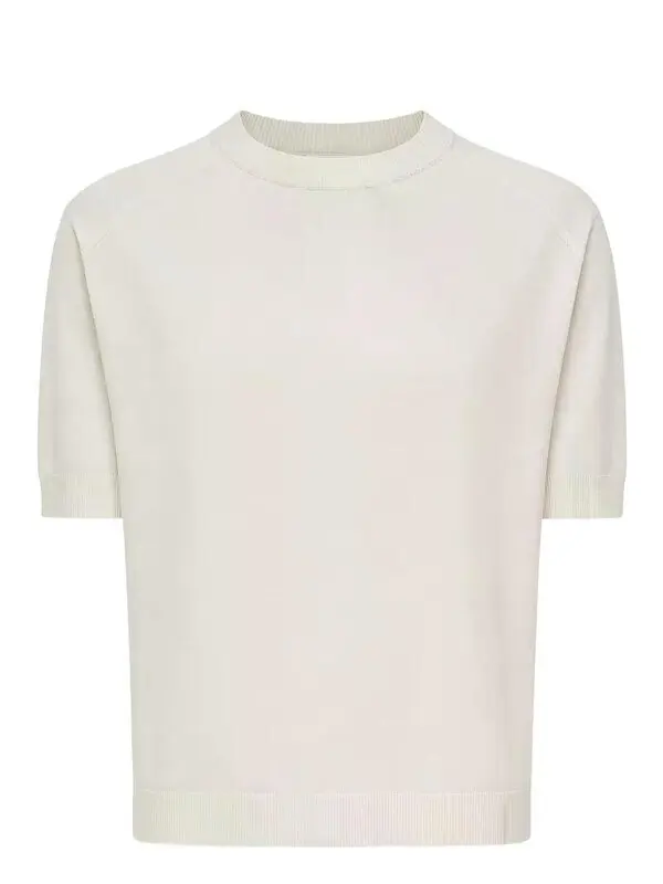TOMBOLINI Fine-knit Short-sleeve T-shirt - Neutrals