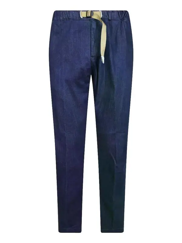 WHITE SAND Belted Straight Trousers - Blue