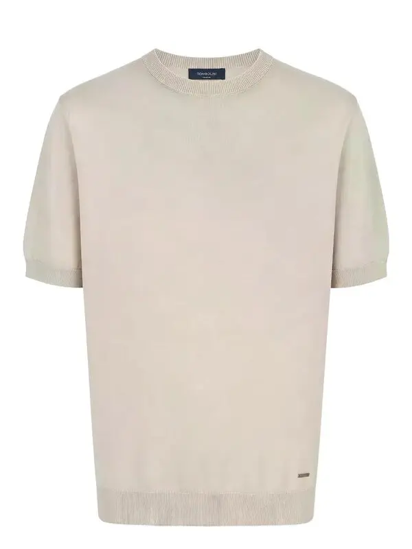 TOMBOLINI Fine-knit Ribbed-trim T-shirt - Neutrals