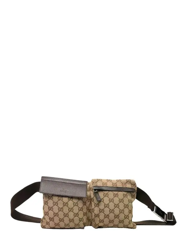 Gucci Gg Canvas Double Pocket Belt Bag - Neutrals