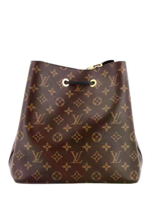 LOUIS VUITTON Monogram Canvas Leather Mm Bucket Bag - Brown
