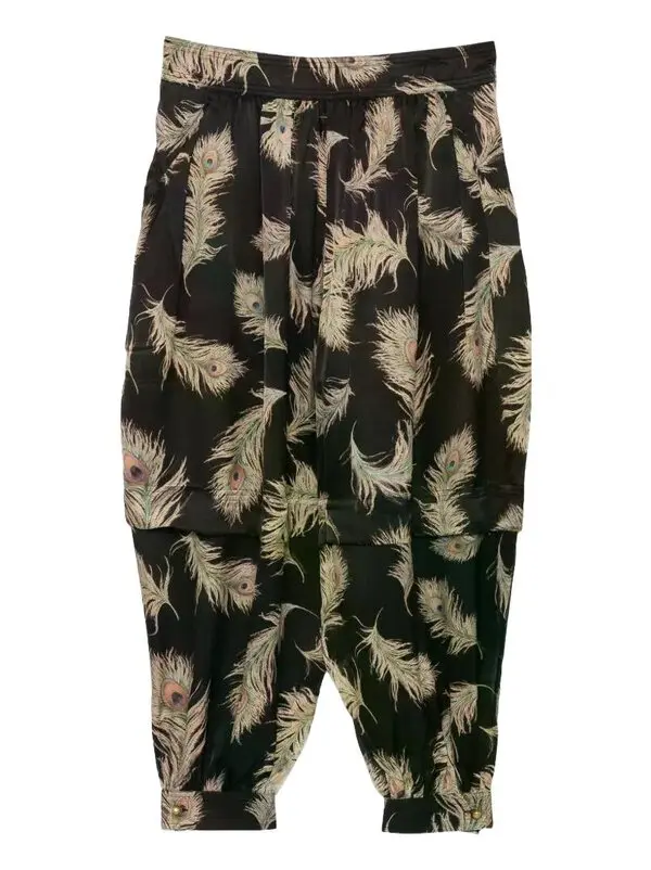 Zimmermann Valiant Feather-print Trousers - Brown