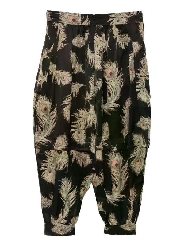 Zimmermann Feather Print Silk Trousers - Brown
