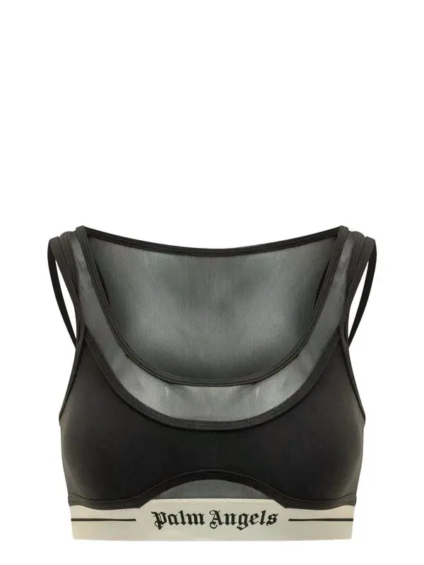 Palm Angels Logo Mix Layer Active Top - Black