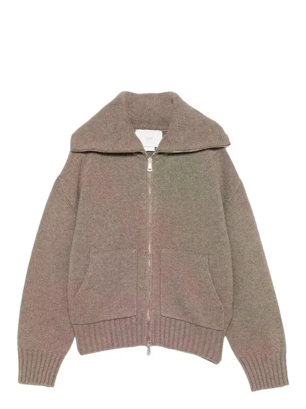 VANISE Zip-up Knit Sweater - Brown