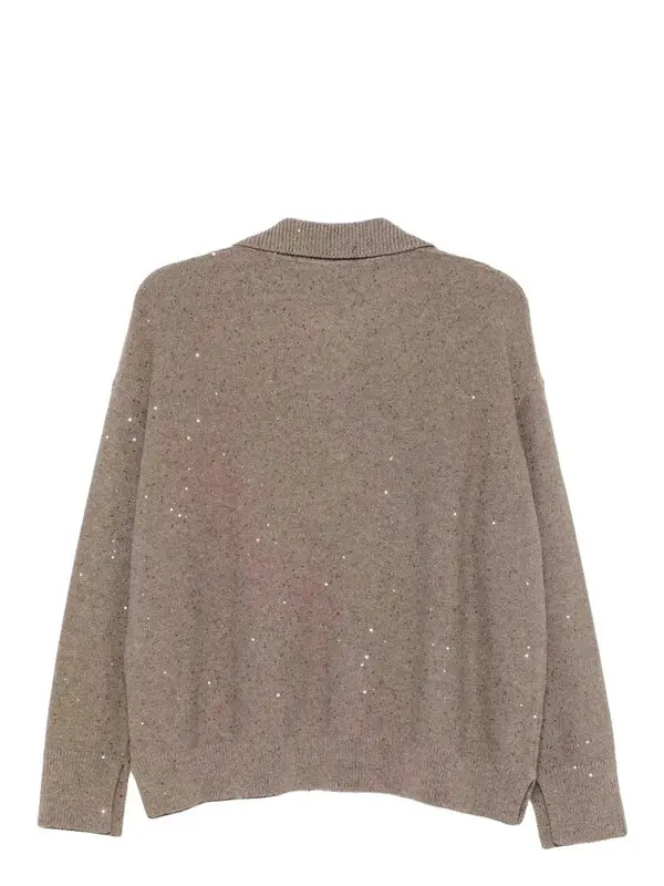 Antonelli Firenze Normandy Sequin-embellished Polo-collar Sweater - Brown