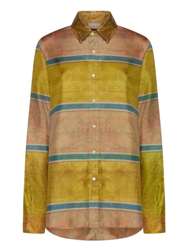 PIERRE-LOUIS MASCIA Aloé Paisley-print Striped Shirt - Yellow