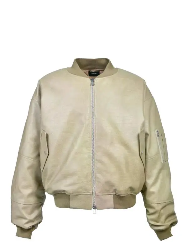 BREATH Crocodile-effect Bomber Jacket - Neutrals