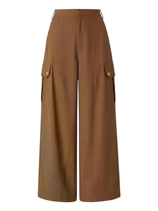 Pinko Cotton Trousers With Side Pockets - Brown