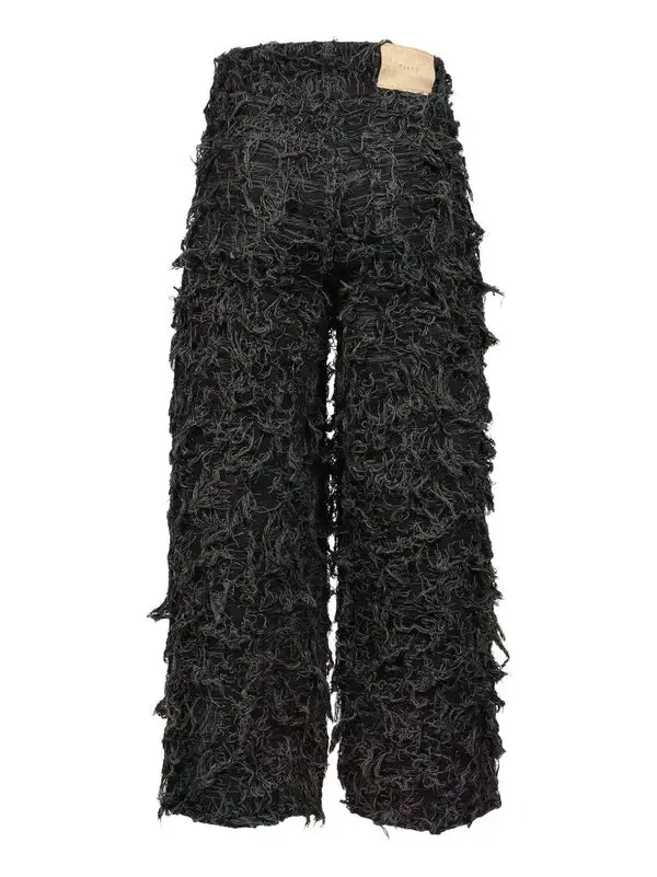 TAAKK Fringe-detailed Wide-leg Trousers - Black