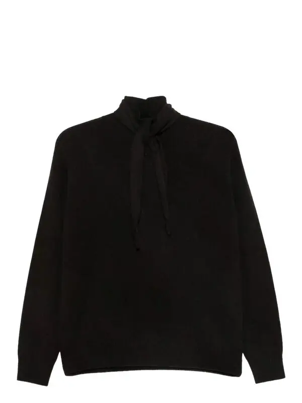 VANISE Tie-fastening Cashmere Sweater - Black