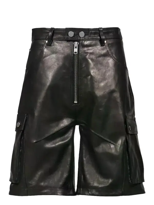 FILTH Leather Cargo Shorts - Black