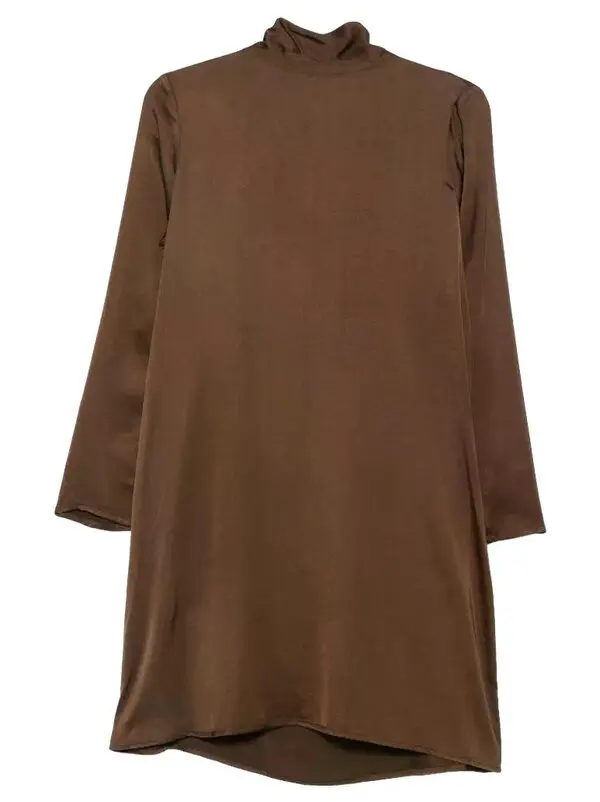 Dixie Bow-detail High-neck Mini Dress - Brown