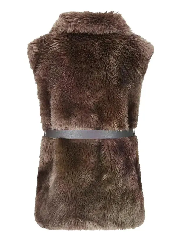 P.a.r.o.s.h Belted Faux-fur Gilet - Brown