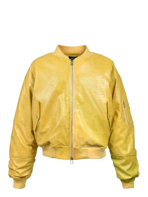 BREATH Croc-effect Bomber Jacket - Yellow