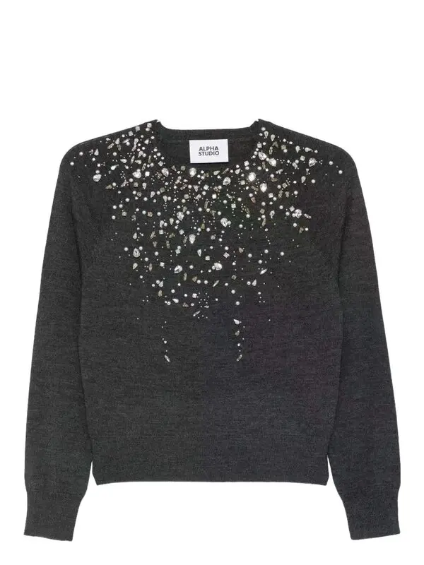 Alpha Studio Crystal-embellished Pullover - Grey
