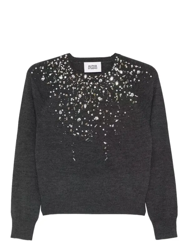 Alpha Studio Crystal-embellished Pullover - Grey