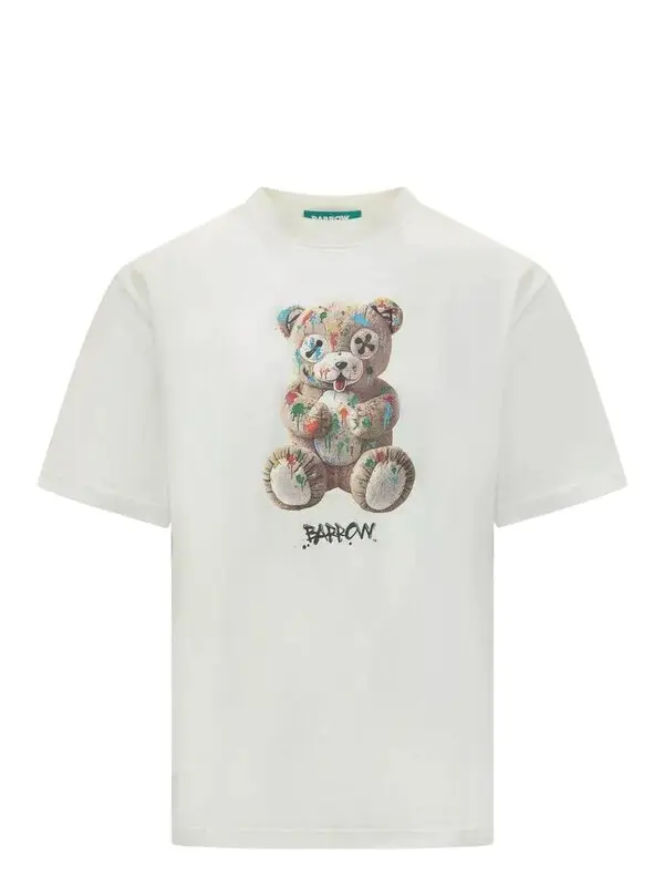 BARROW Teddy-bear Print Jersey T-shirt - White