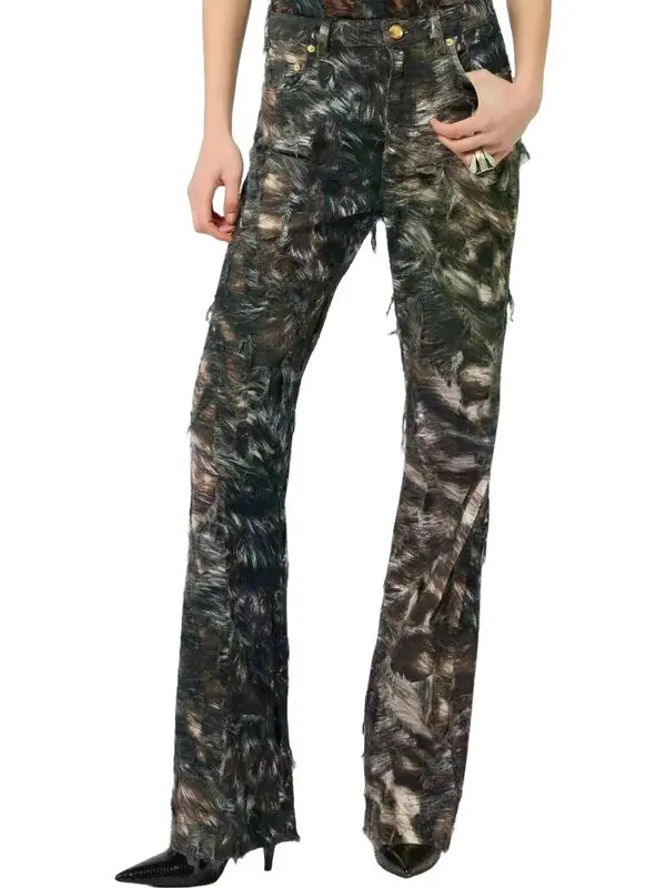 Roberto Cavalli Animal-print Distressed Jeans - Black