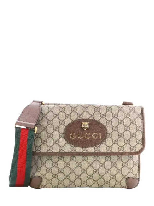 Gucci Neo Vintage Flap Messenger Gg Coated Canvas Medium Crossbody Bag - Brown