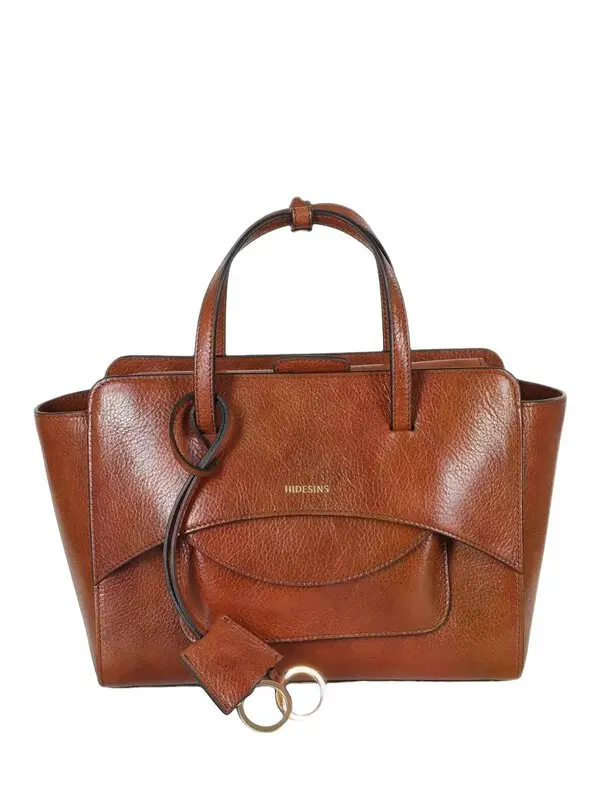 HIDESINS Flap Logo-print Leather Tote Bag - Brown