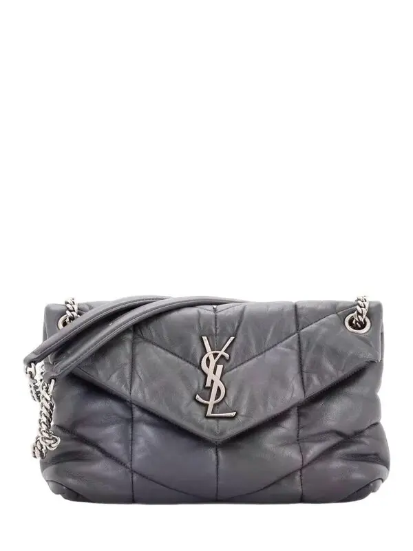 Saint Laurent Loulou Puffer Quilted Leather Small Shoulder Bag - Grey