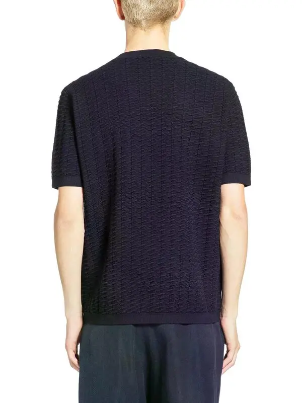 Giorgio Armani Textured-knit T-shirt - Blue