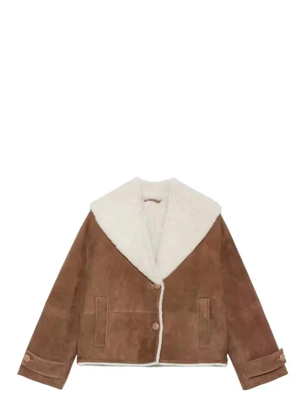 MANZONI 24 Shearling-collar Suede Jacket - Brown