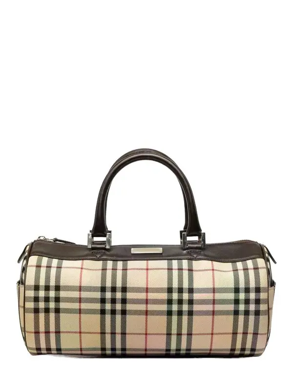 Burberry House Check Canvas Barrel Handbag - Neutrals