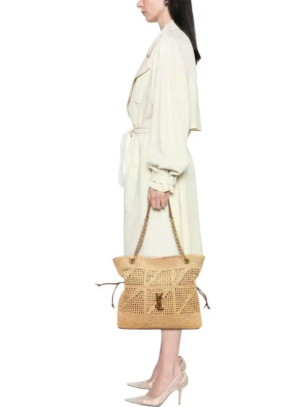 Saint Laurent Raffia Jamie Shopping Tote Bag - Neutrals