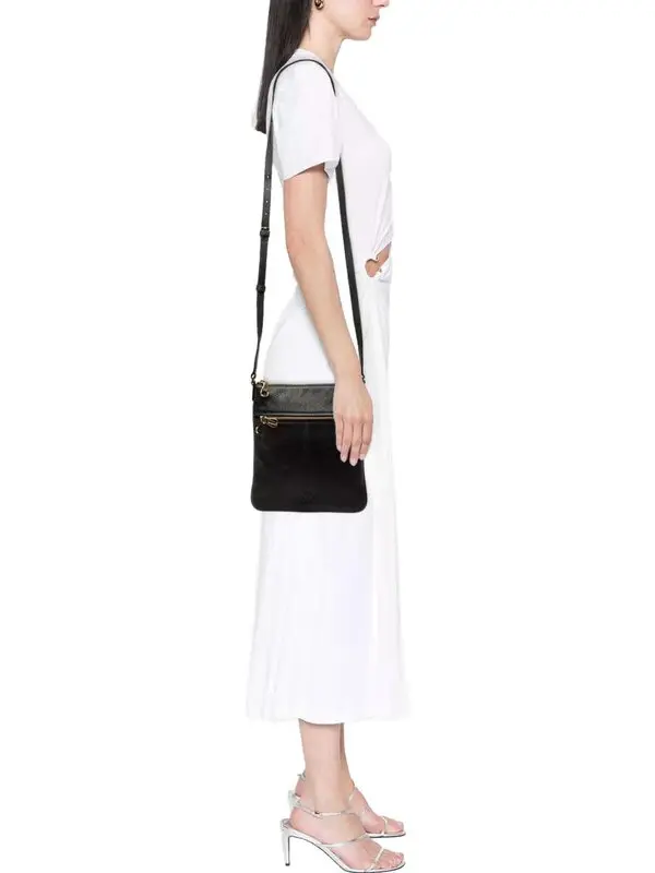Loewe 2009 Leather Anagram Crossbody Bag - Black