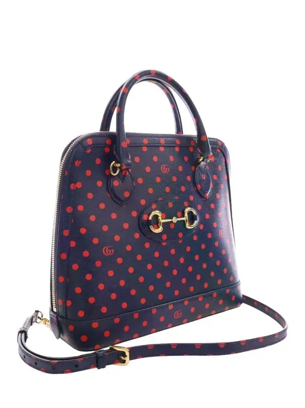 Gucci Polka Dot Horsebit 1955 Top Handle Satchel - Blue