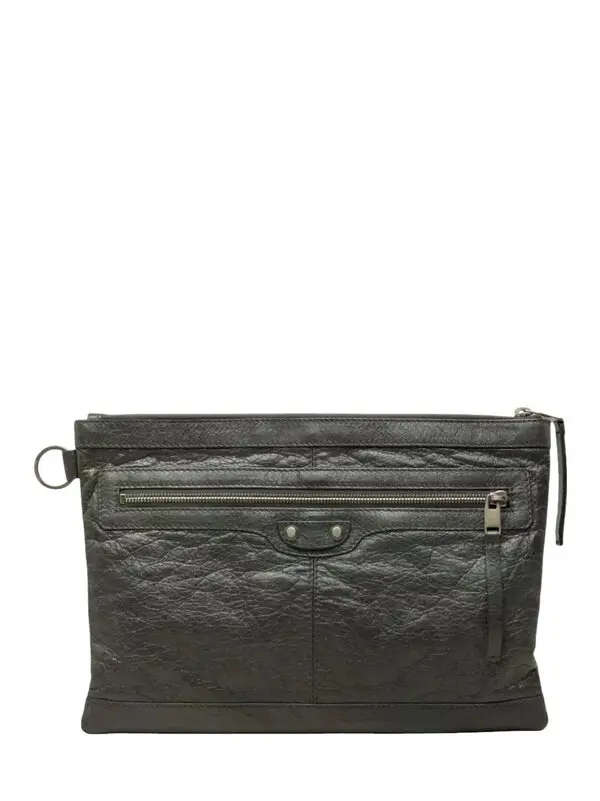 Balenciaga 2015 Lambskin Motocross Classic Clip M Clutch Bag - Grey