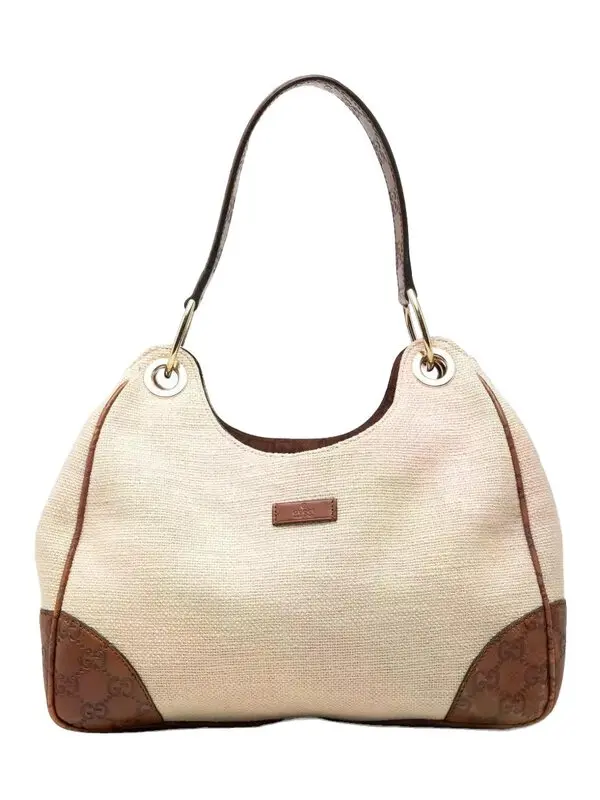 Gucci Canvas And Leather Trimmed Shoulder Bag - Brown