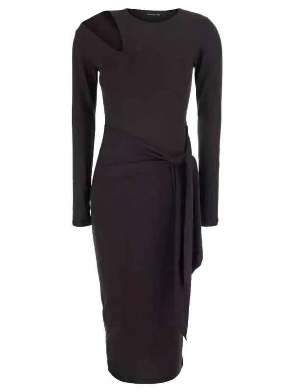 Federica Tosi Midi Cut-out Tie-fastening Dress - Brown