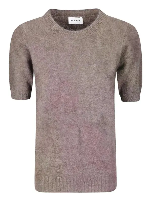 P.a.r.o.s.h Mélange-effect Short-sleeve Sweater - Brown