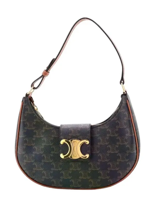 Celine Ava Triomphe Coated Canvas Shoulder Bag - Brown