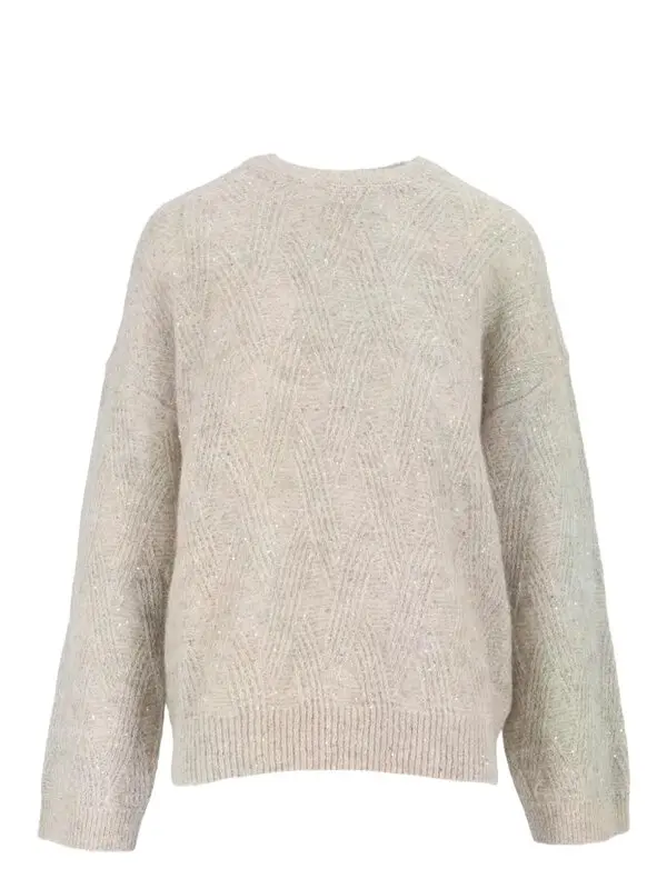 Peserico Sequin-embellished Cable-knit Sweater - Neutrals