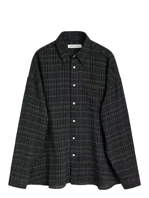 SUNFLOWER Check-pattern Button-down Shirt - Black