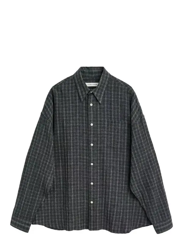 SUNFLOWER Check-pattern Button-down Shirt - Grey