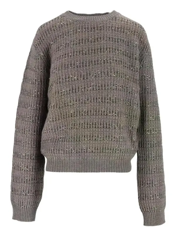 Fabiana Filippi Sequin-embellished Striped Sweater - Grey