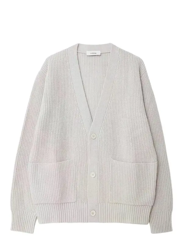 LARDINI Ribbed-knit Patch-pocket Cardigan - Neutrals